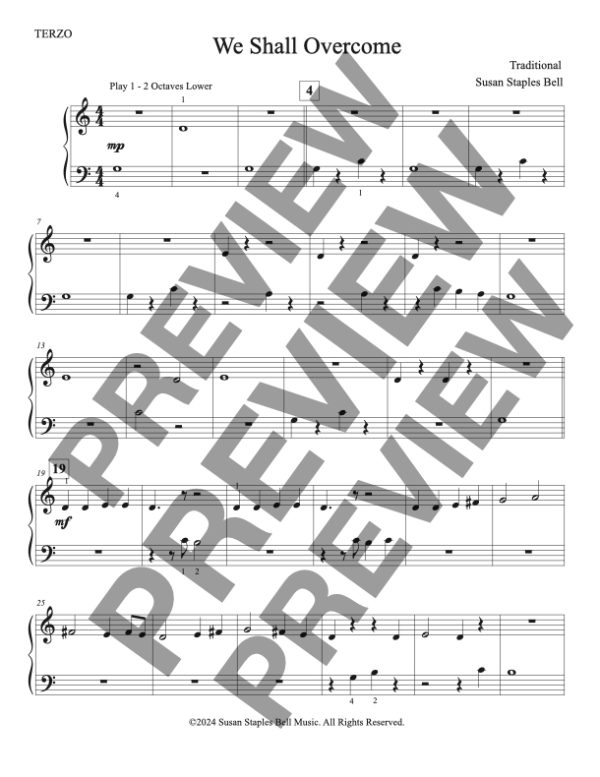We Shall Overcome, Trio – Susan Staples Bell Music